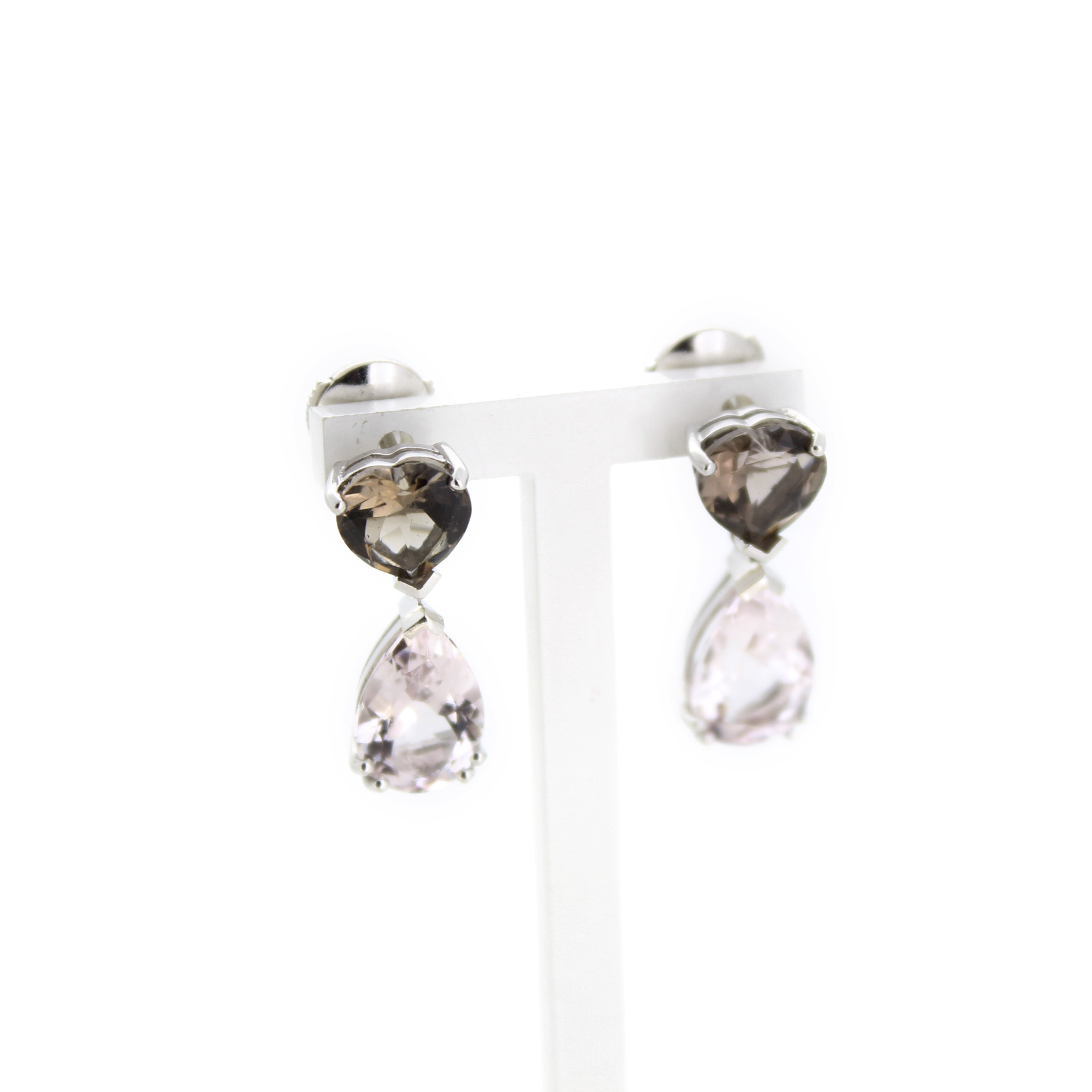 Deze tweedehands oorbellen met kwarts vervaardigd uit witgoud 18 karaat ...